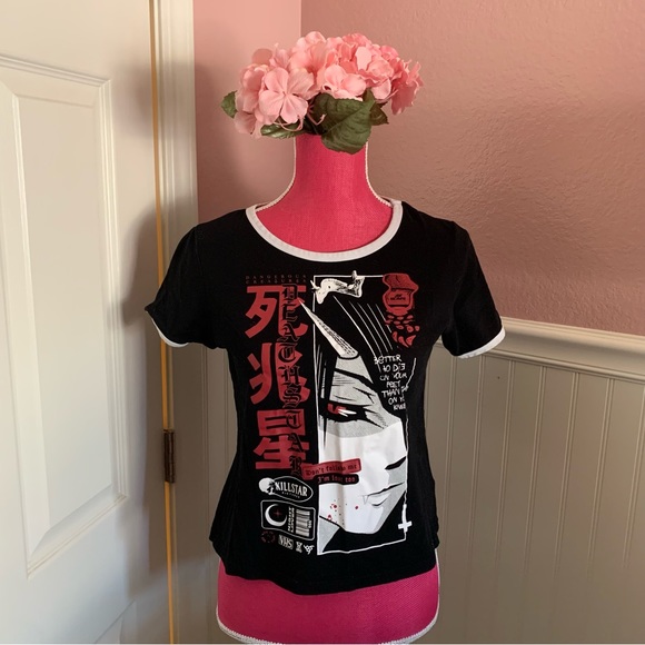 Killstar | Tops | Killstar Anime Babydoll Tshirt Night Lover Black ...